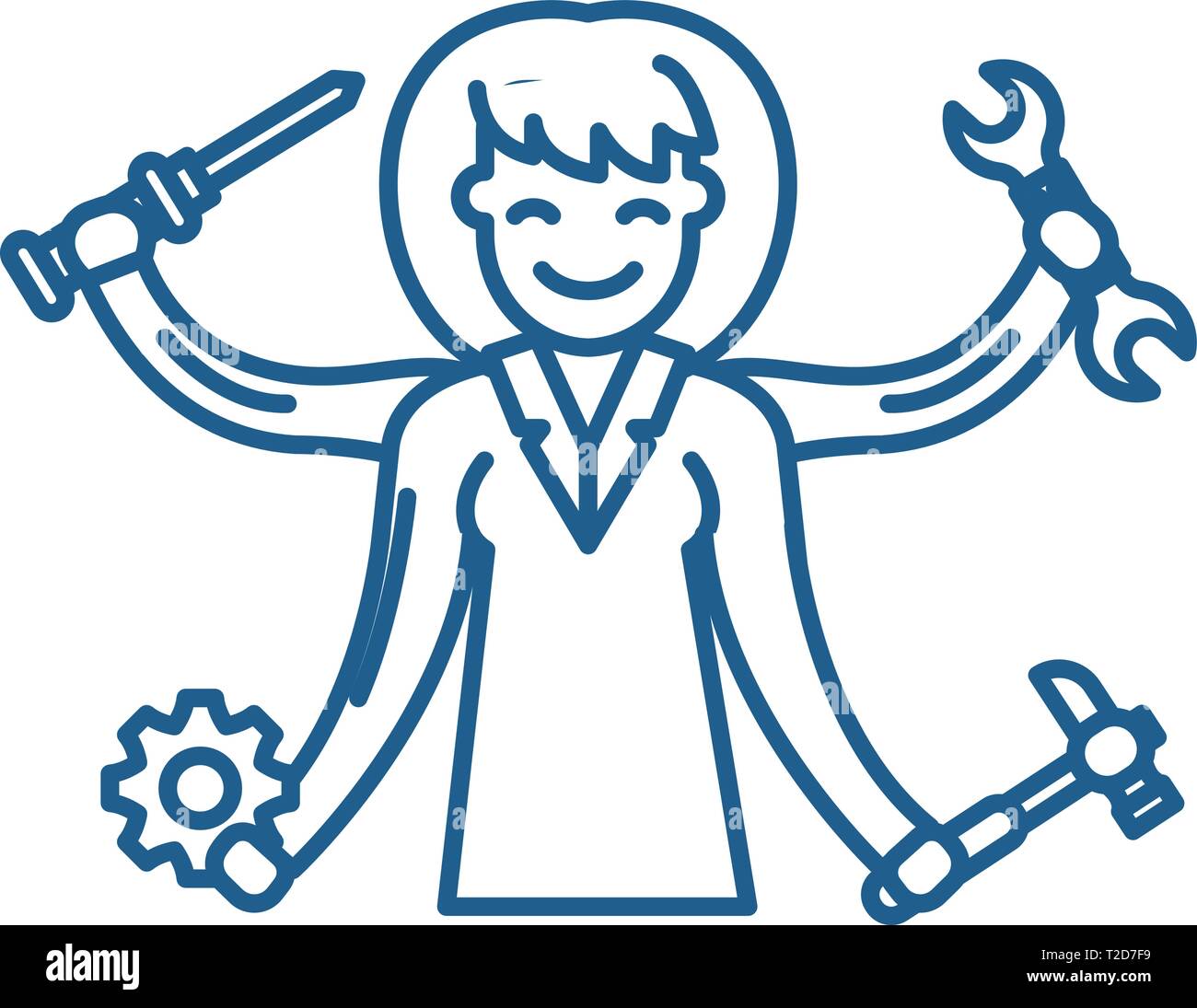 Illustration woman multitask phone hi-res stock photography and images ...