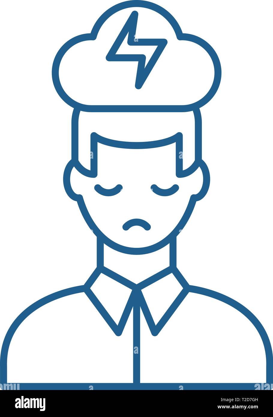 Nervous breakdown line icon concept. Nervous breakdown flat vector ...