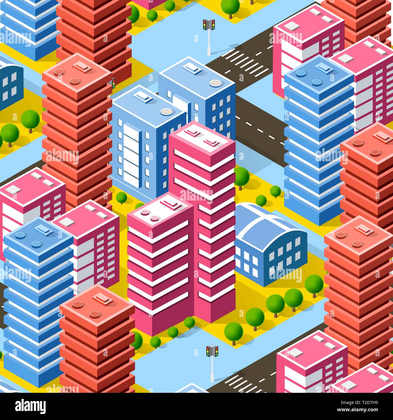 Isometric 3D city megapolis structure urban landscape top view with ...