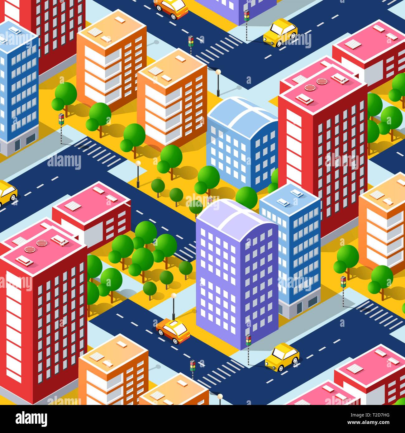 Isometric 3D city megapolis structure urban landscape top view with ...