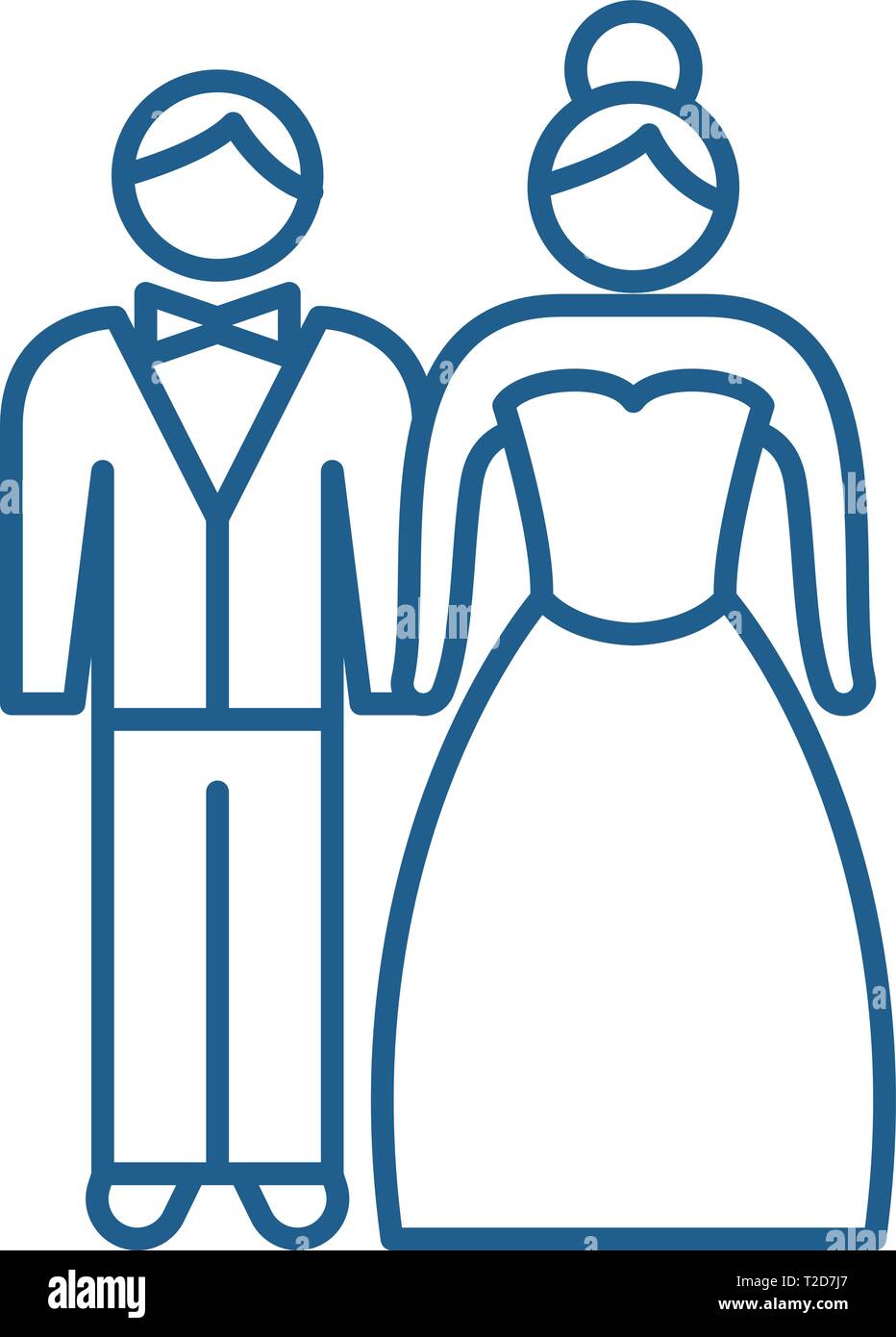 Newlyweds line icon concept. Newlyweds flat vector symbol, sign ...
