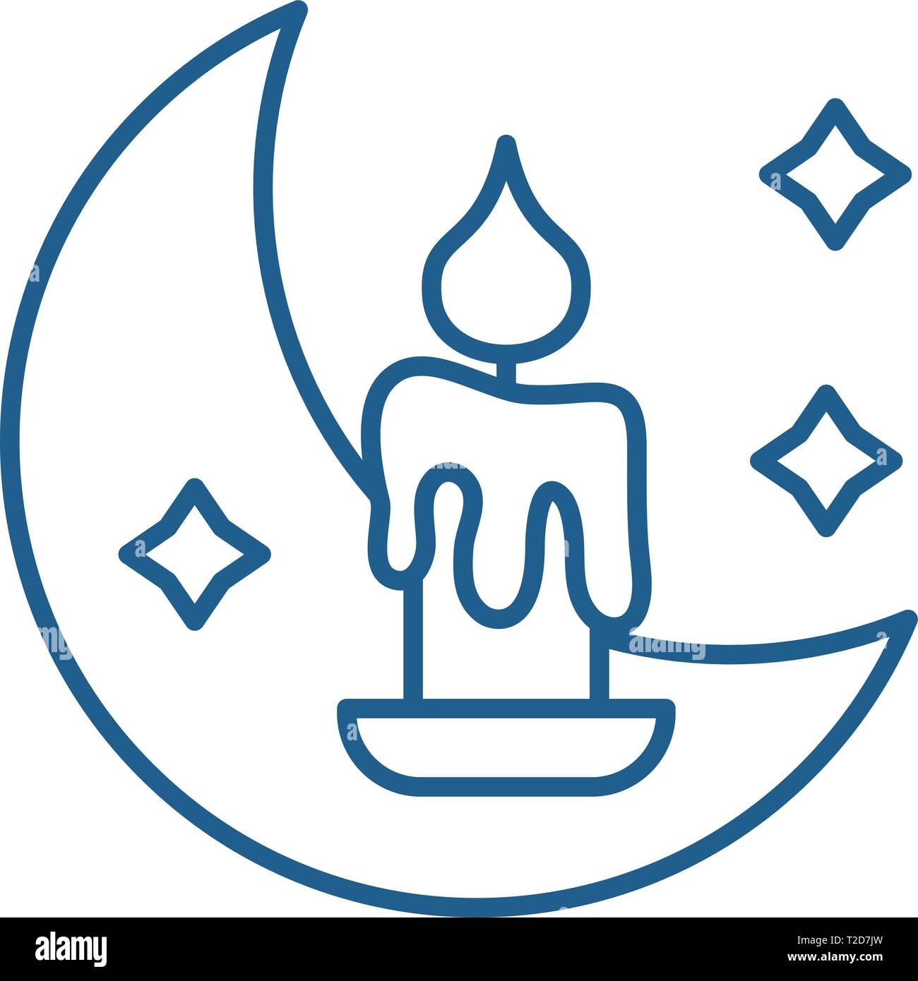 Night time line icon concept. Night time flat vector symbol, sign ...