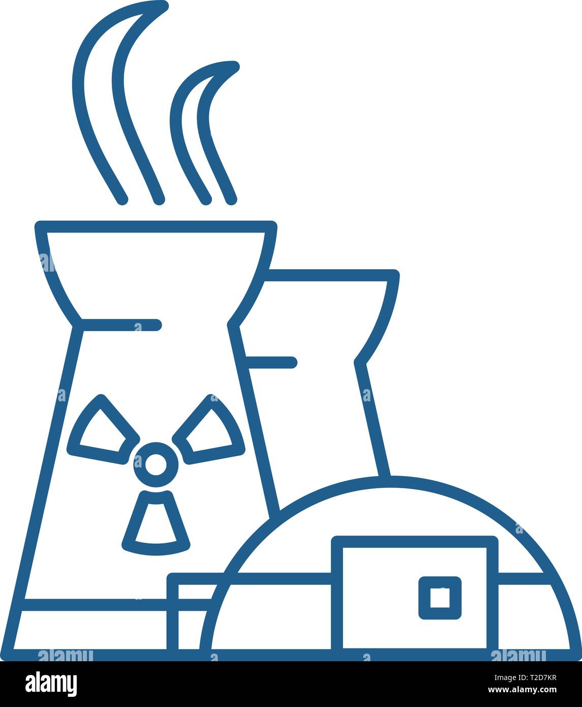 Nuclear power plant line icon concept. Nuclear power plant flat vector ...