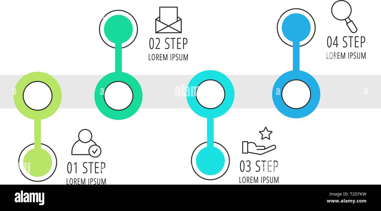 Modern line vector illustration. Infographic circles template with four ...