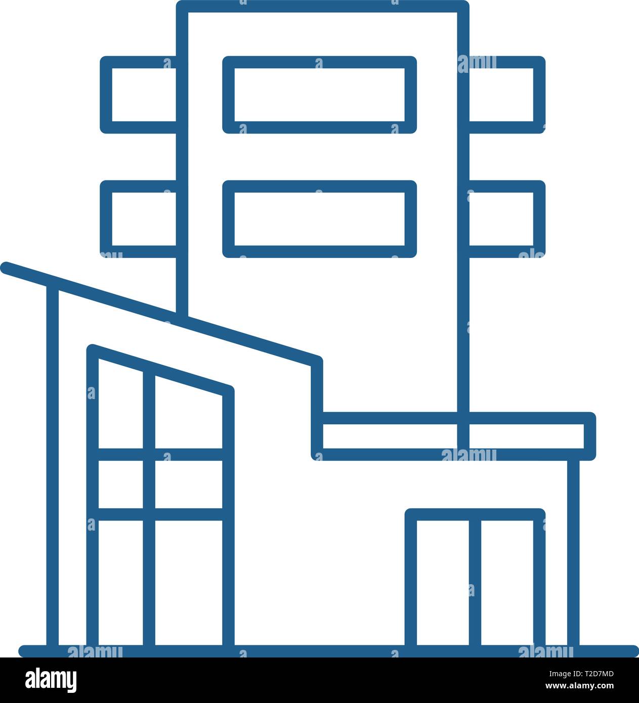 Office building line icon concept. Office building flat vector symbol ...