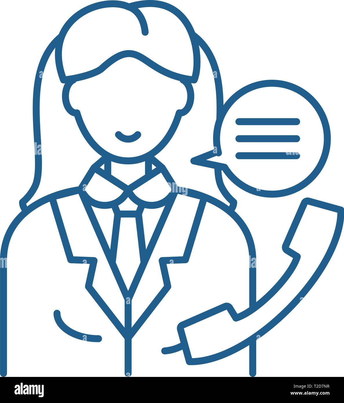 Office manager line icon concept. Office manager flat vector symbol ...