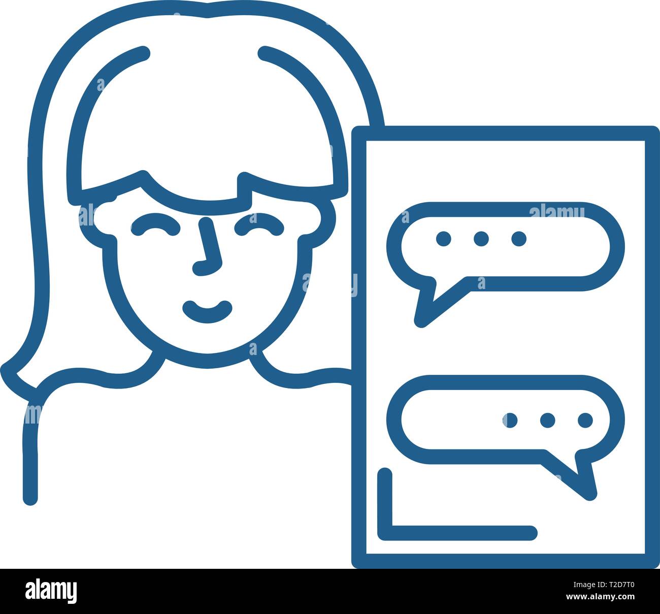 Online assistant line icon concept. Online assistant flat vector symbol ...
