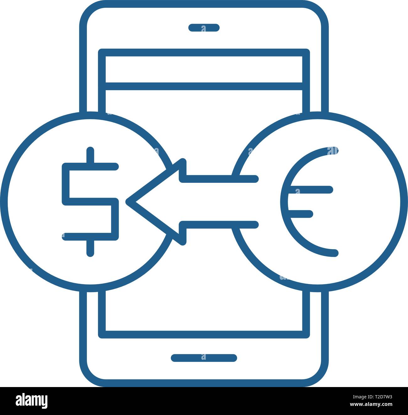 Online currency exchange line icon concept. Online currency exchange ...