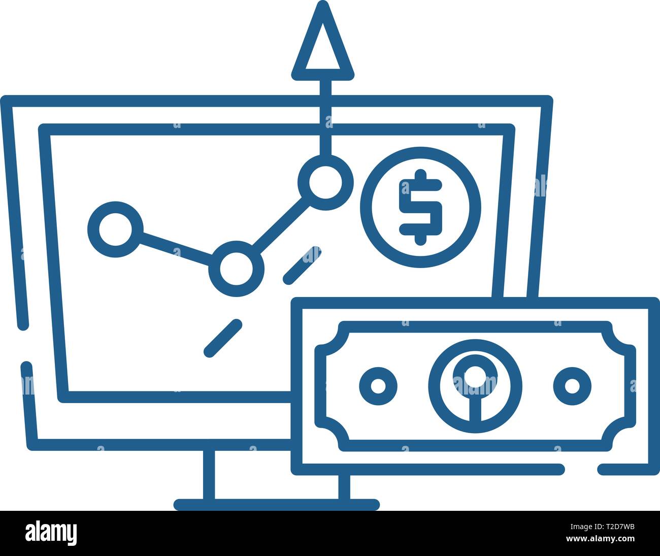 Online investing line icon concept. Online investing flat vector symbol ...