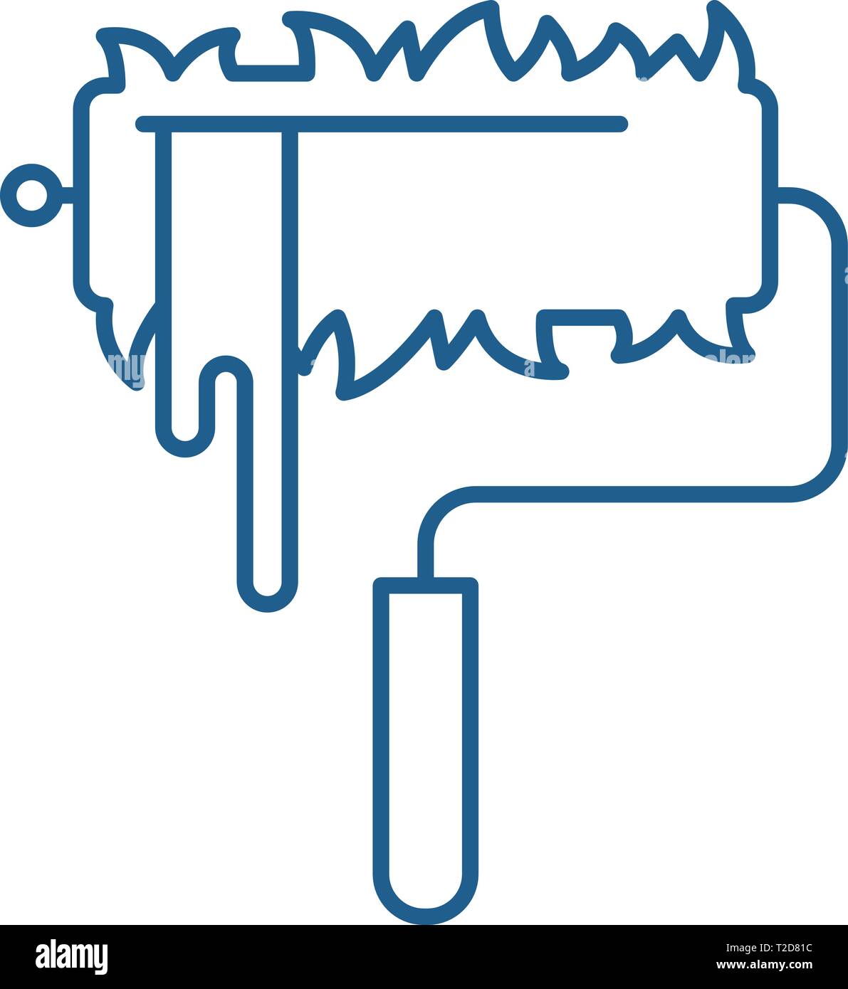 Paint roller line icon concept. Paint roller flat vector symbol, sign ...