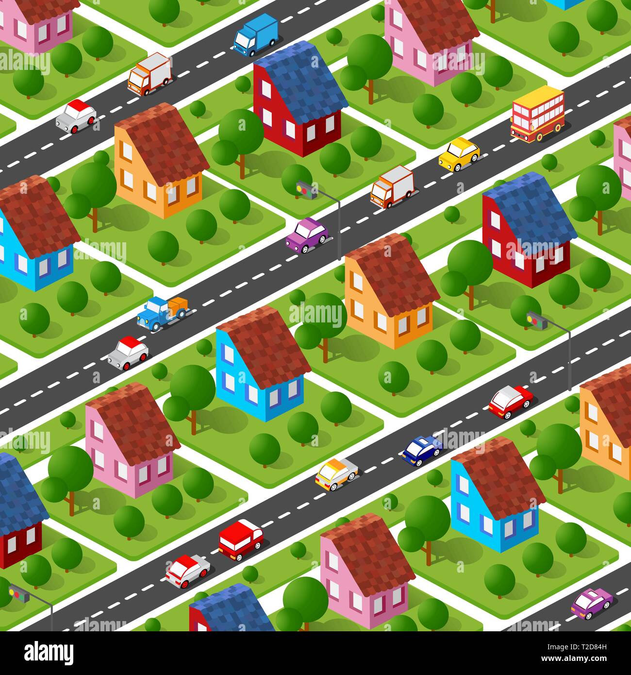 Isometric vector nature rural illustration of village ranch and farm ...