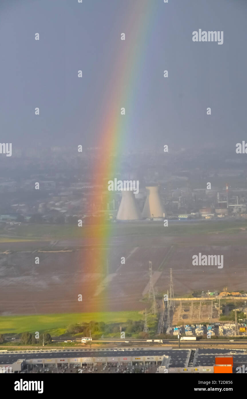 Rainbow over Haifa, and Haifa Bay Israel Stock Photo - Alamy