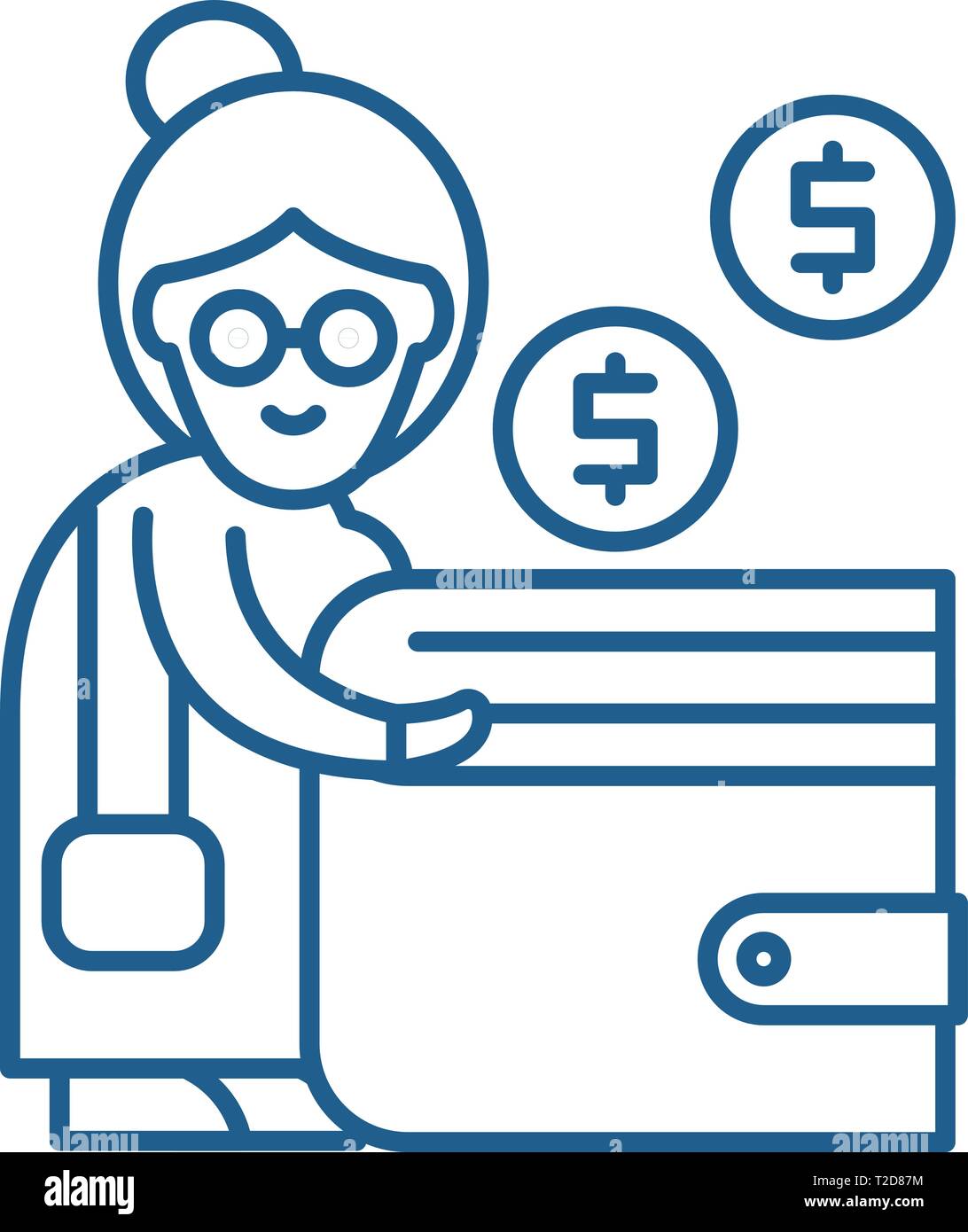 Pension contribution line icon concept. Pension contribution flat ...