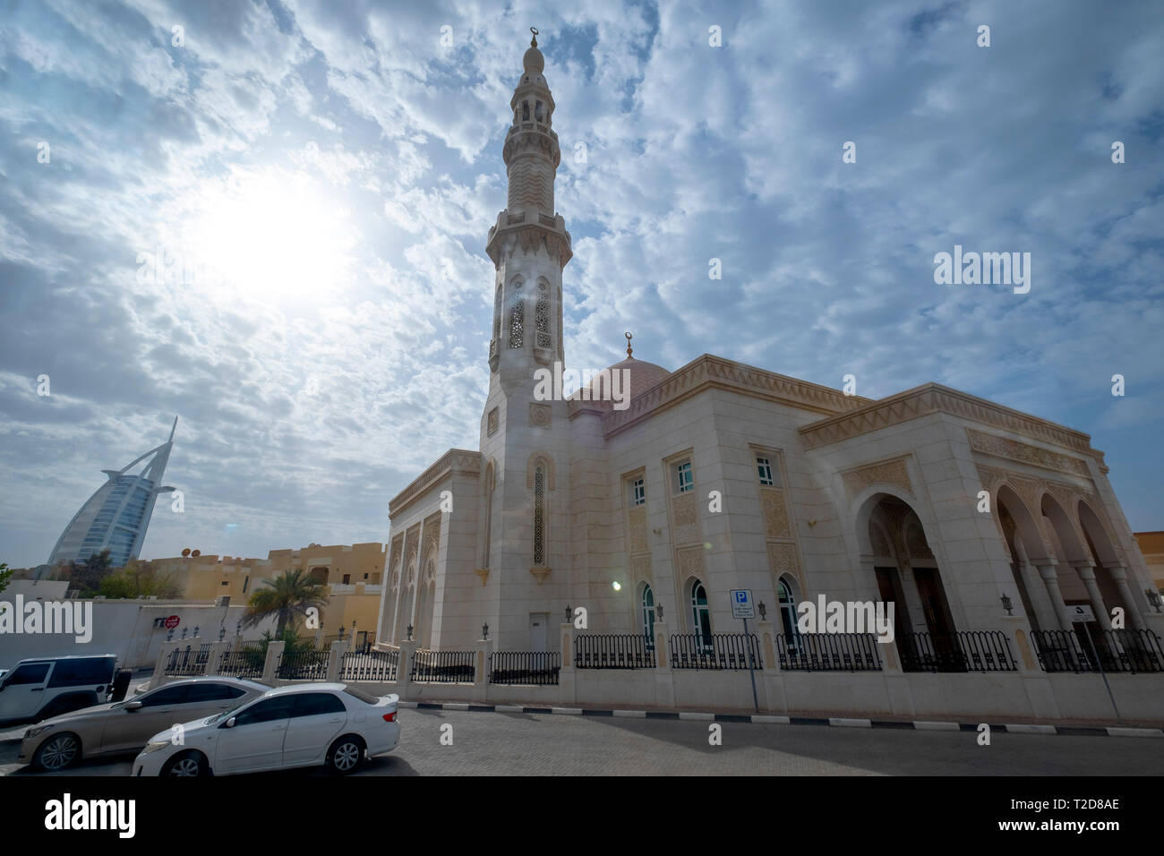 Marhaba Mosque near the Burj Al Arab hotel, Dubai, United Arab Emirates ...