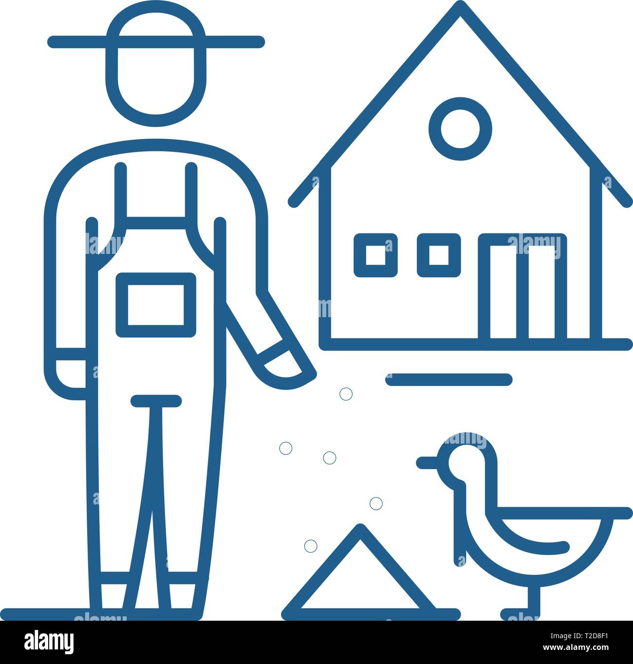 Poultry farming line icon concept. Poultry farming flat vector symbol ...