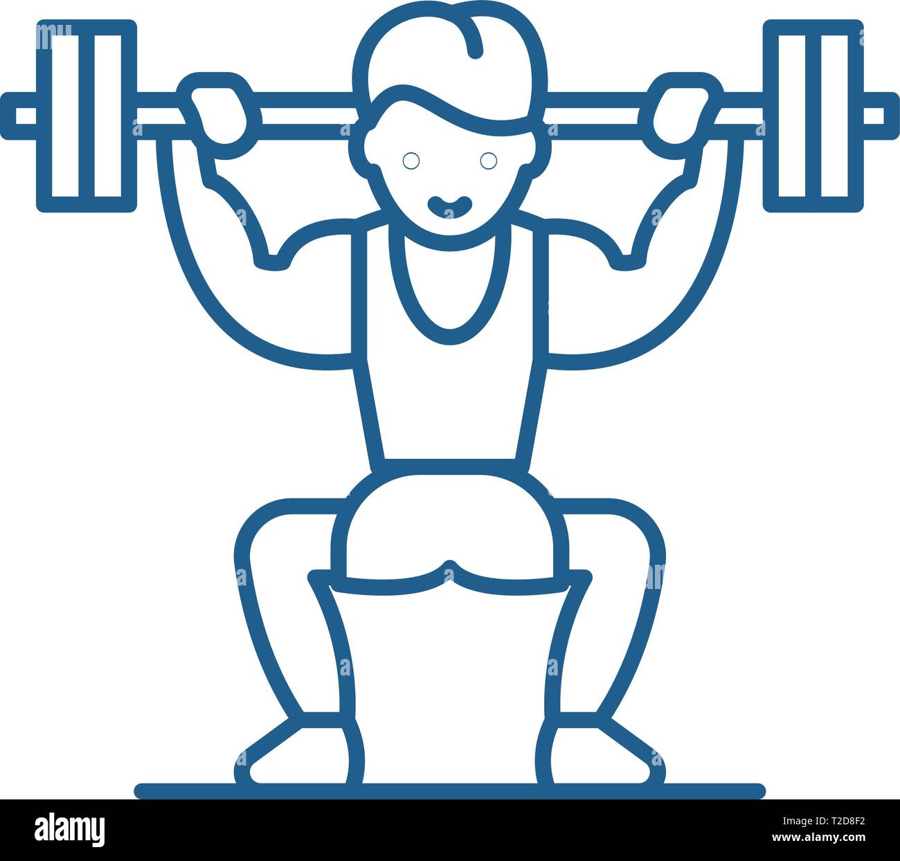 Power lifting line icon concept. Power lifting flat vector symbol, sign ...