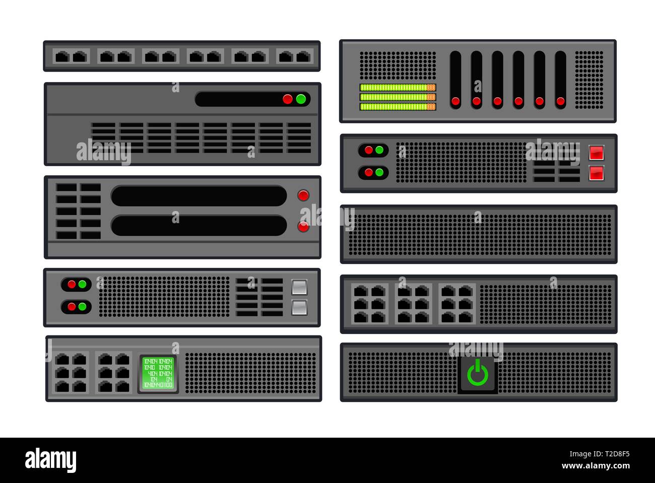 Set Of Computer Server Center Hosting Of Business Technology Blockchain Network Internet Data