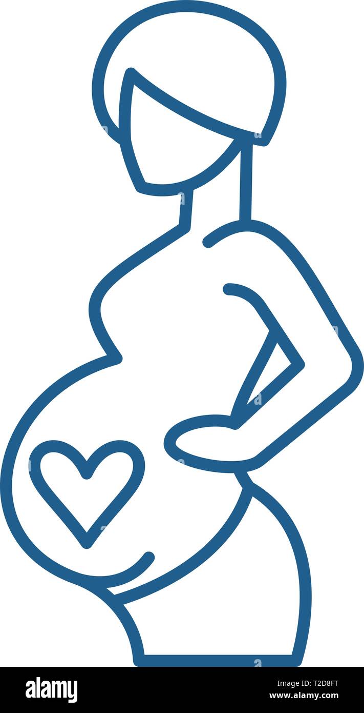 Pregnancy line icon concept. Pregnancy flat vector symbol, sign ...