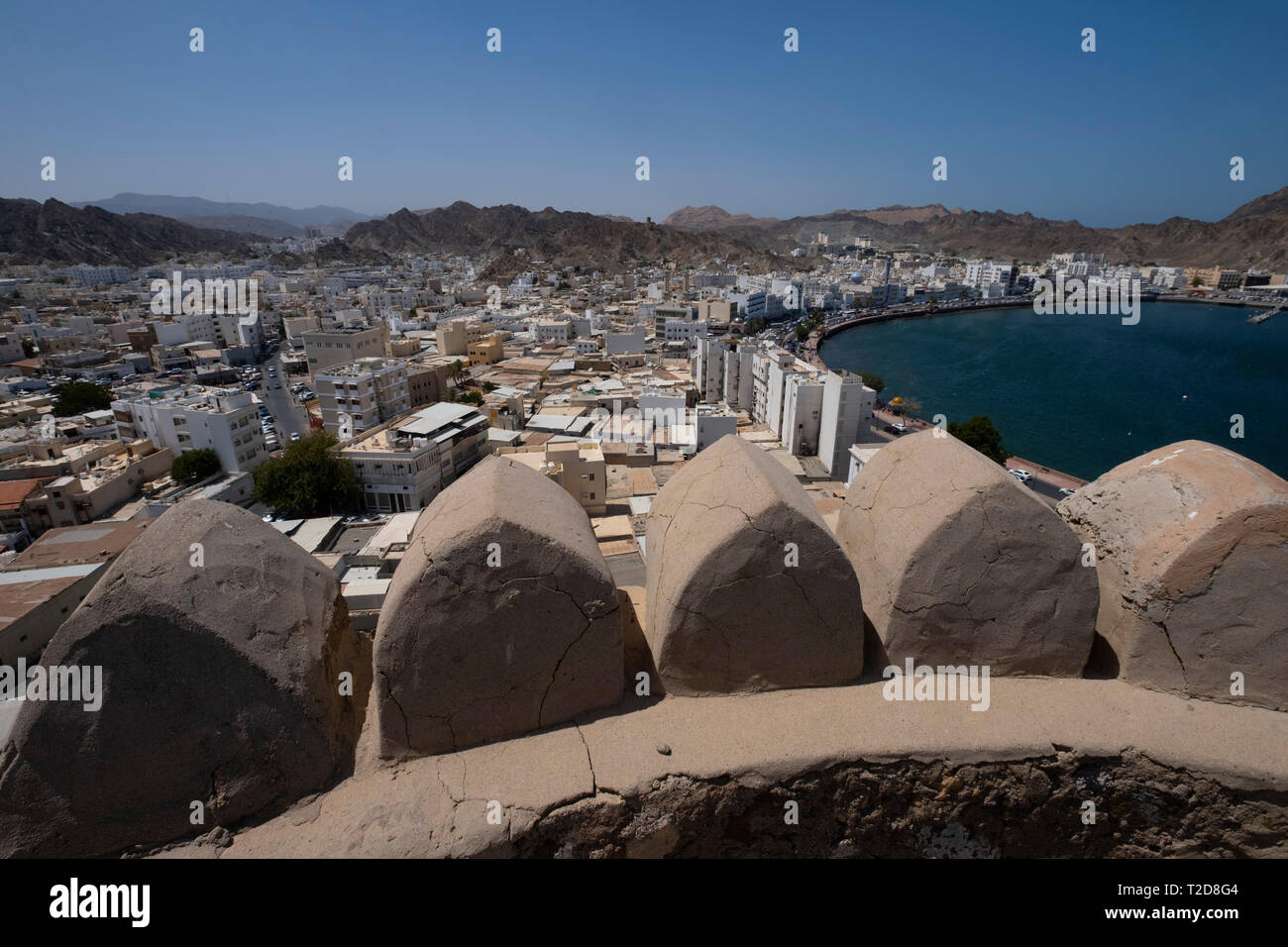 Muscat skyline seen from the Mutrah fort, Oman Stock Photo - Alamy
