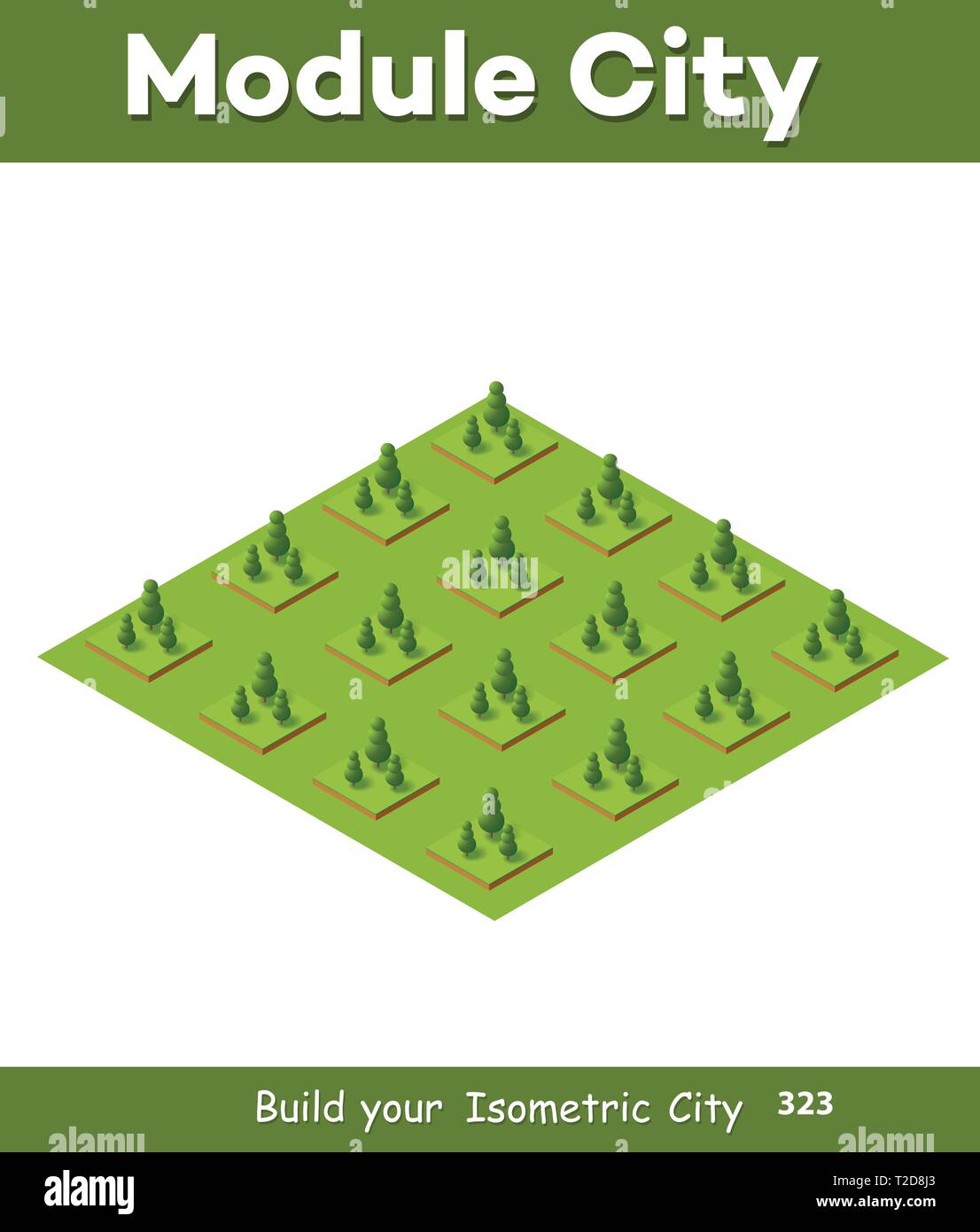 Isometric 3d trees forest nature elements white background for ...