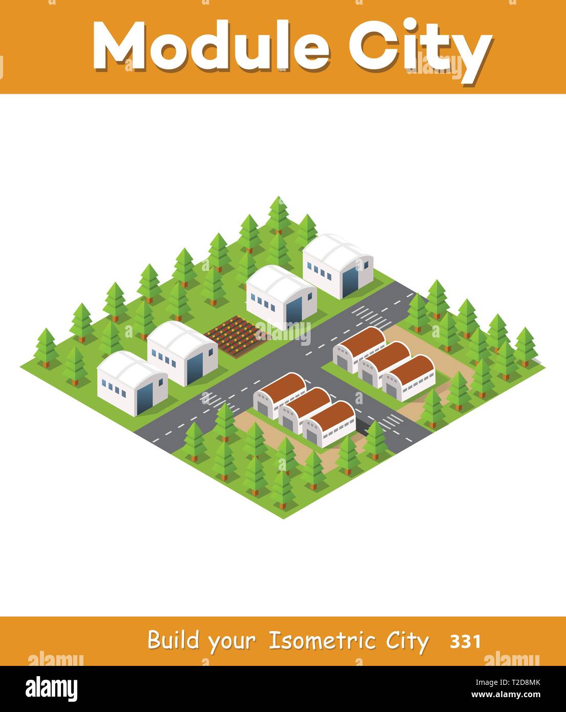 Rural Isometric Natural Ecological Farm With The Beds And Structures ...