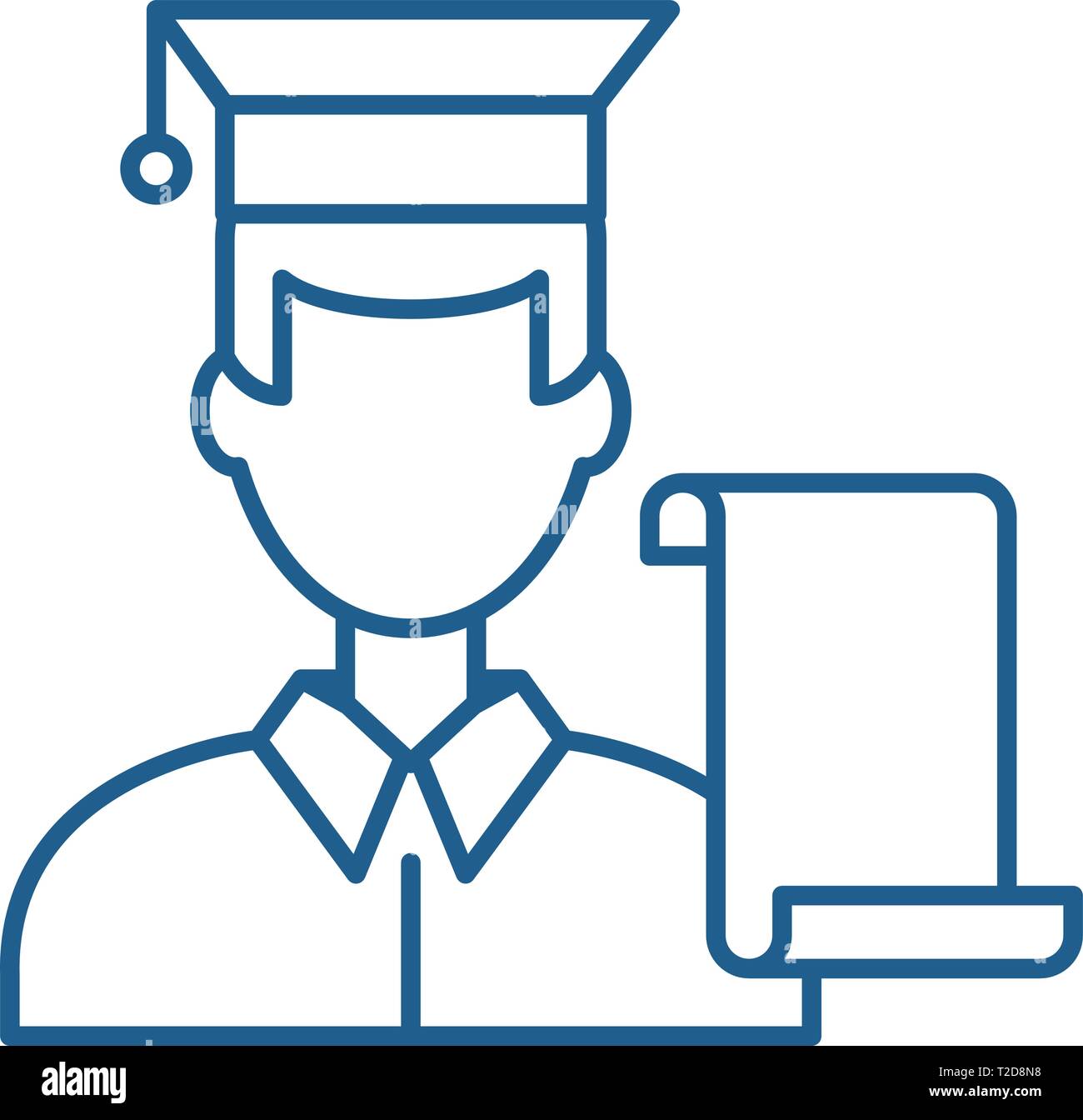 Professor teacher line icon concept. Professor teacher flat vector ...