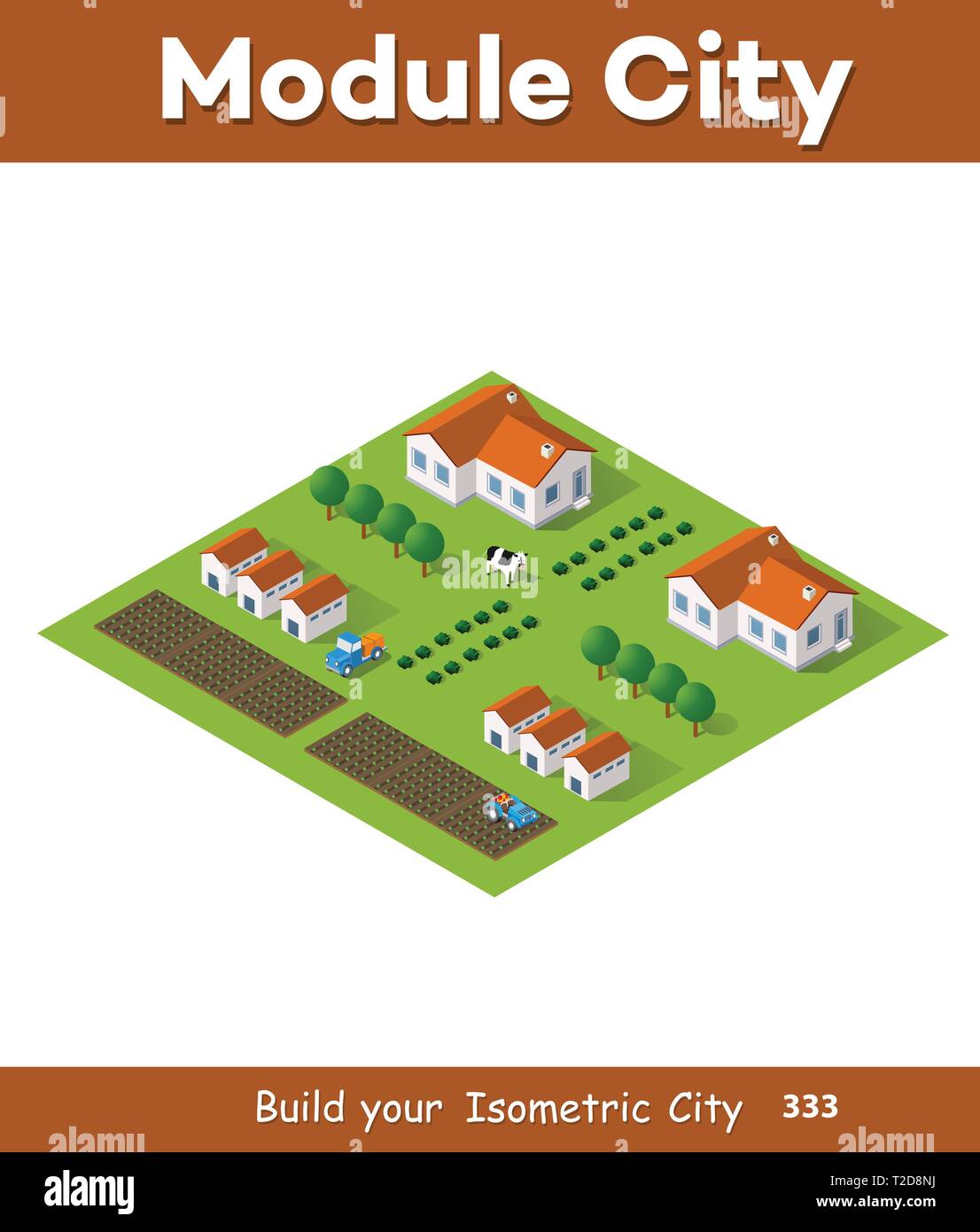 Rural Isometric Natural Ecological Farm With The Beds And Structures ...
