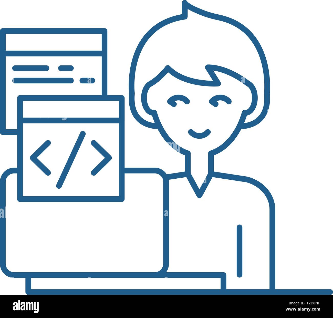 Programming line icon concept. Programming flat vector symbol, sign ...