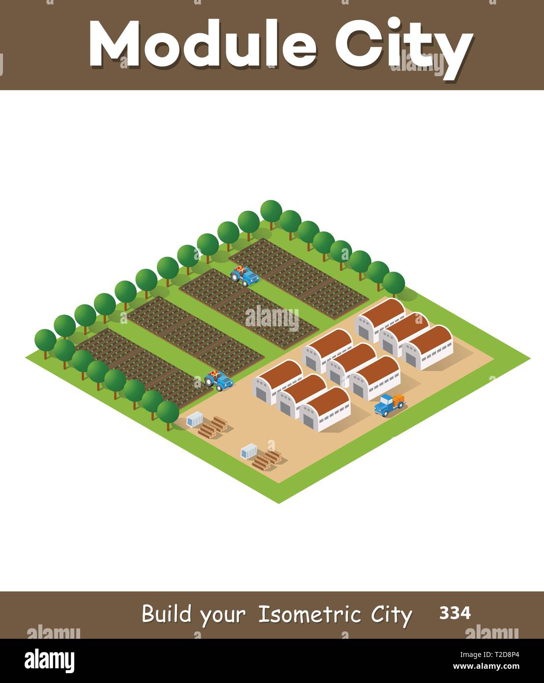 Rural Isometric Natural Ecological Farm With The Beds And Structures ...