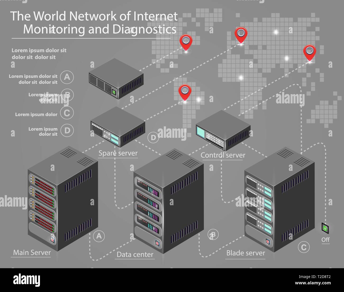 Isometric data blockchain platform, technology digital concept storage ...