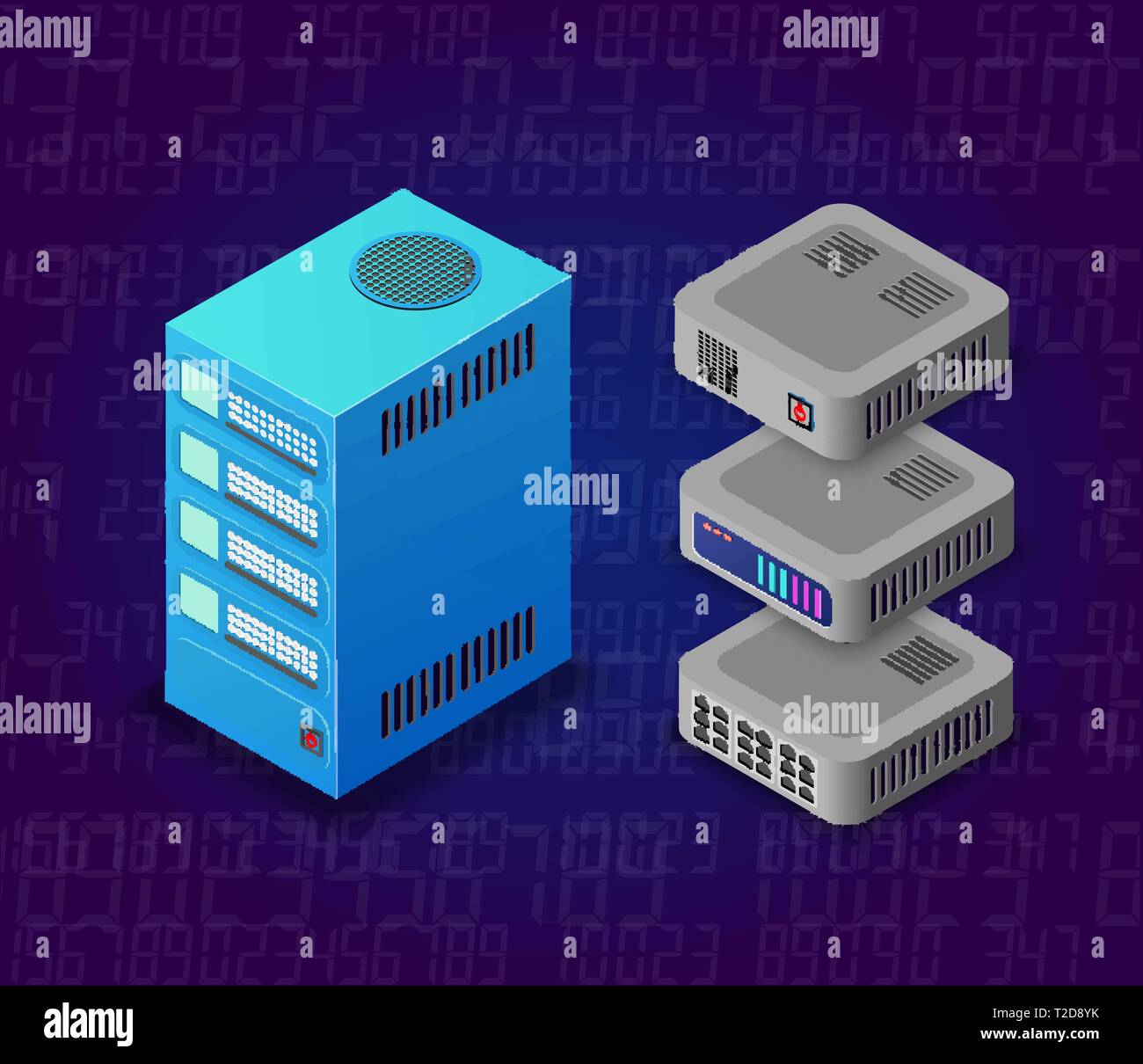 3d server set network technology of connection data center computing ...