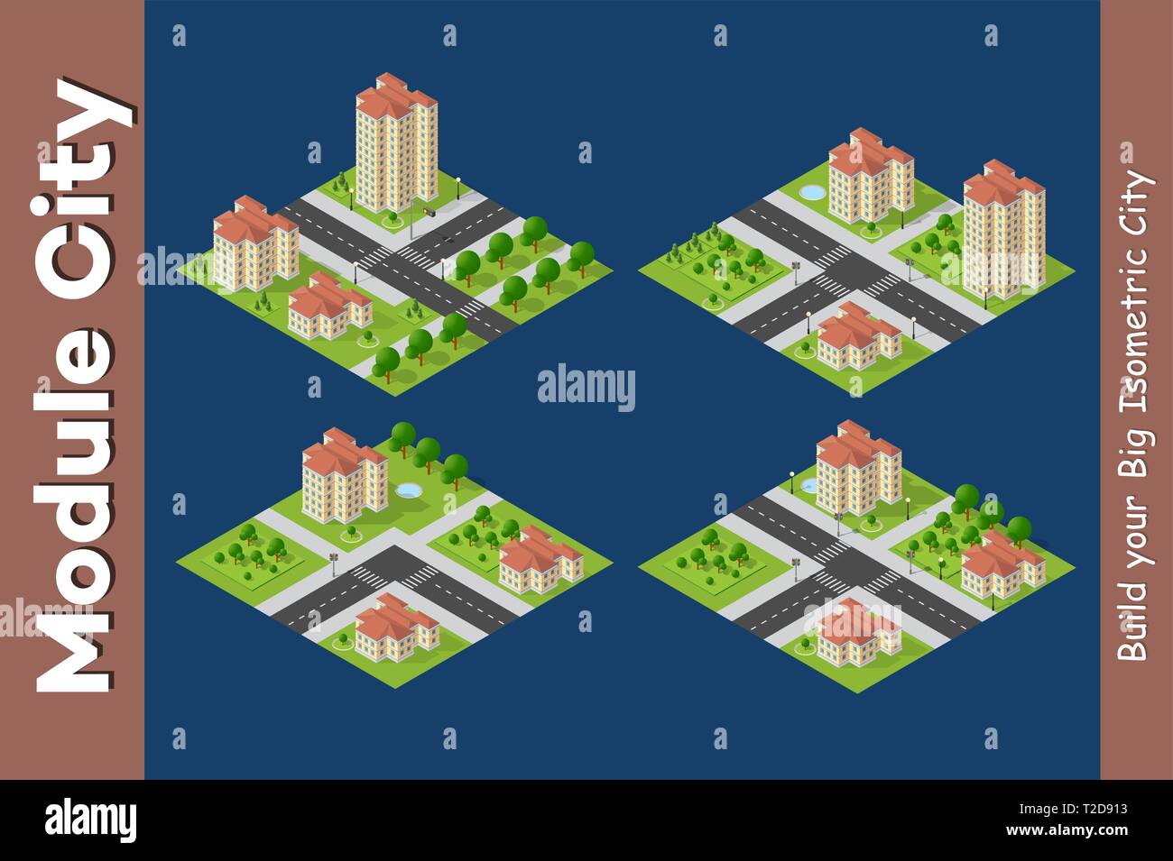City Isometric Of Urban Infrastructure Business. Vector Building ...