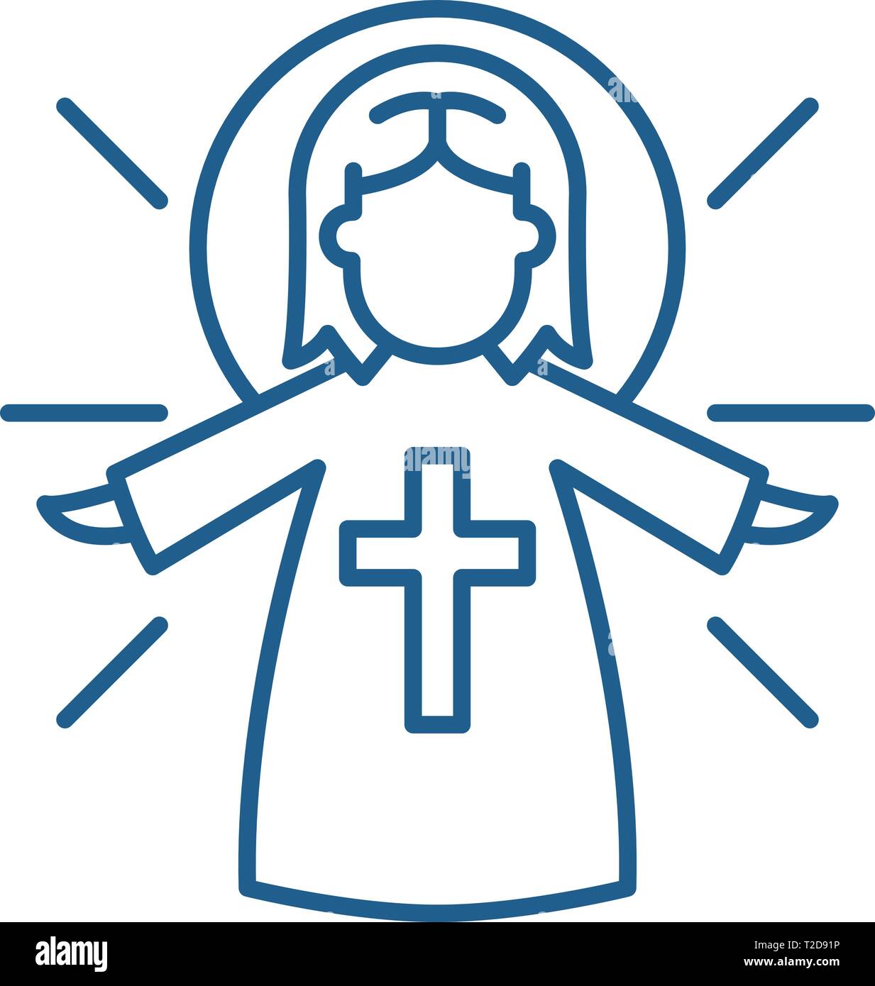 Religious angel line icon concept. Religious angel flat vector symbol ...