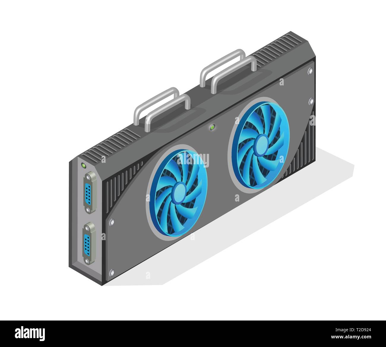 Isometric computer video card technology pc with chip cooler and ...