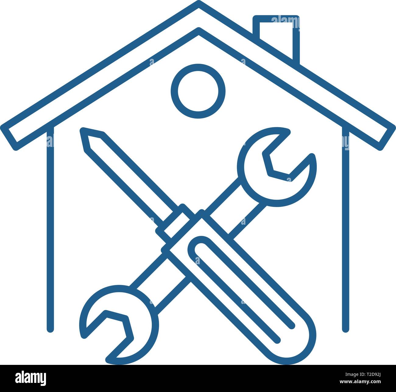 Repairs line icon concept. Repairs flat vector symbol, sign, outline ...