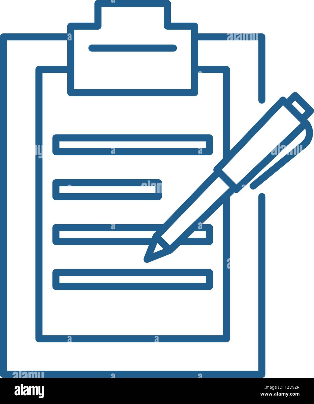 Report writing line icon concept. Report writing flat vector symbol ...