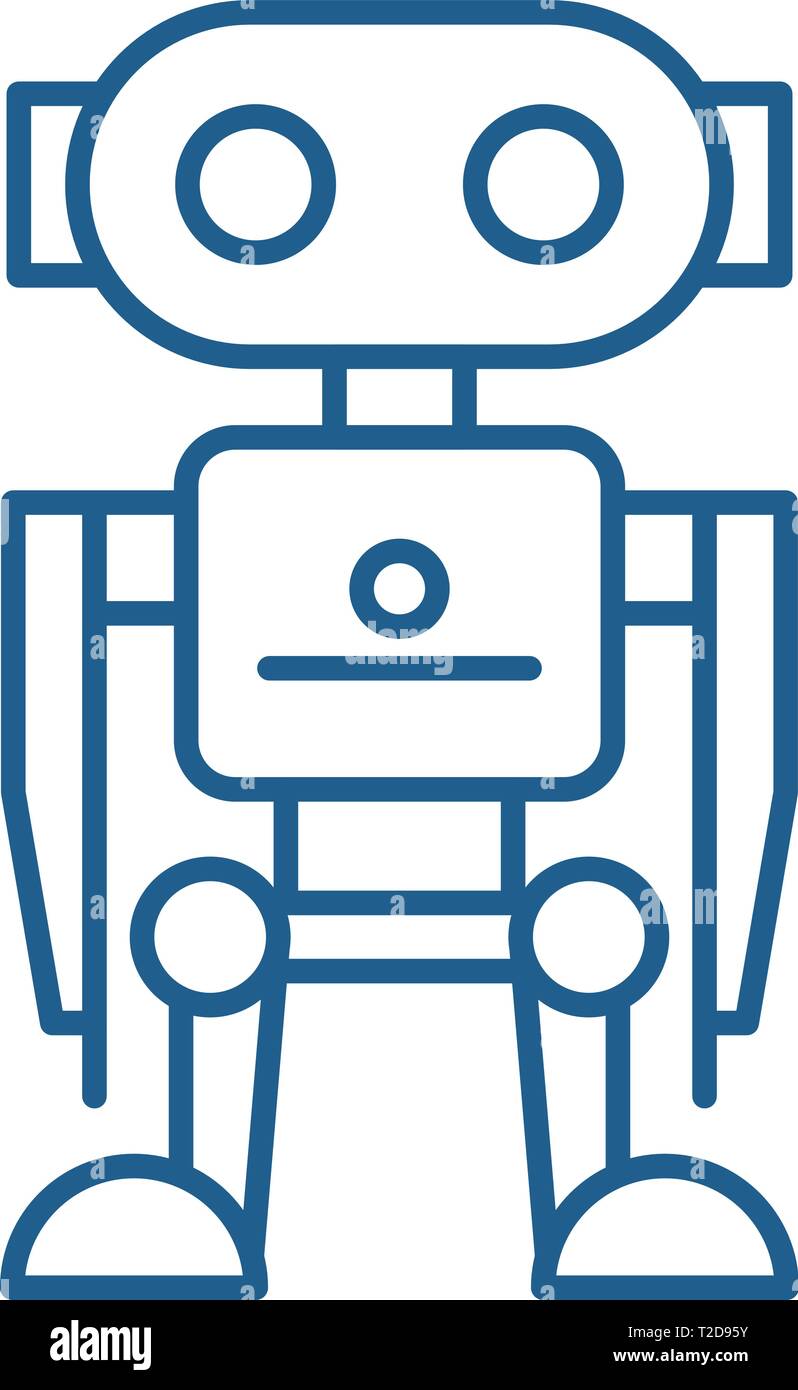 Robot line icon concept. Robot flat vector symbol, sign, outline ...