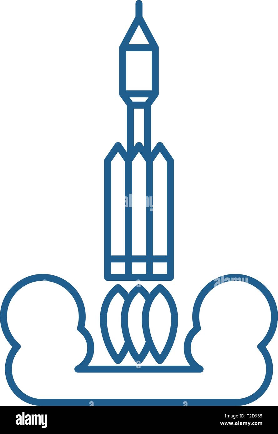 Rocket launch into space line icon concept. Rocket launch into space ...