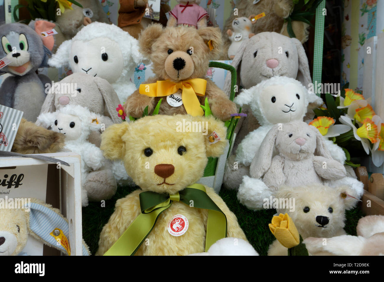 soft toys in shop window display Stock Photo - Alamy