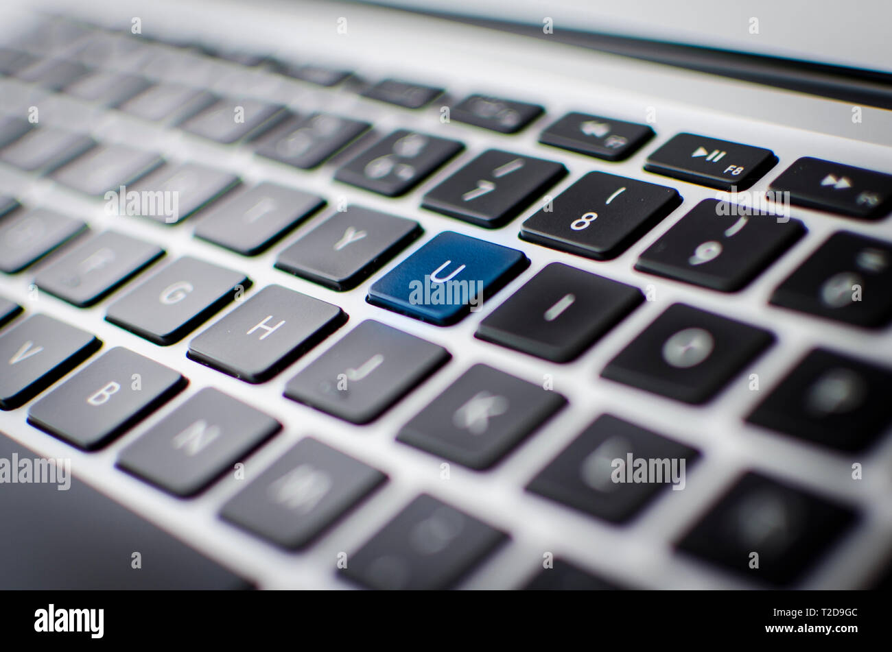 Close up of keyboard key `U`, concepts related with `you` Stock Photo ...