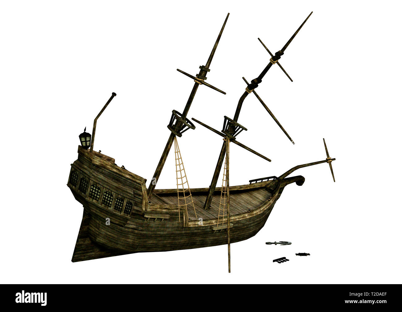 3D rendering of a ship wreck isolated on white background Stock Photo ...