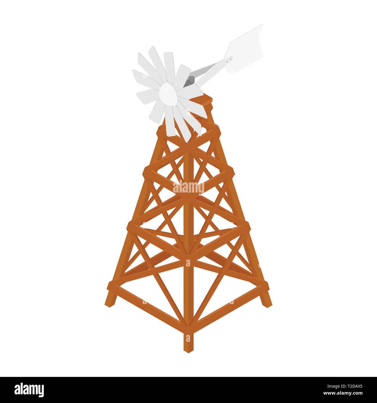 Isometric Water Aerating Windmill isolated on white background. Ecology ...