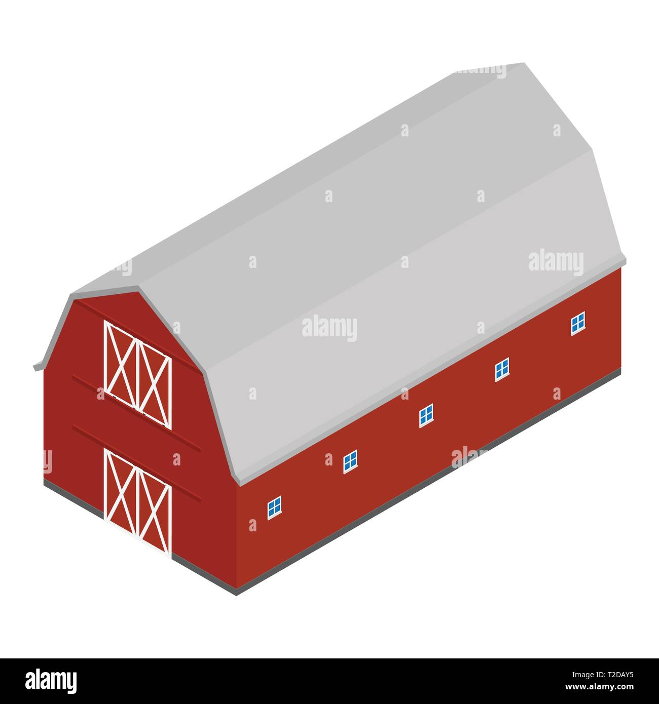 Isometric red barn farm building isolated on white background Stock ...