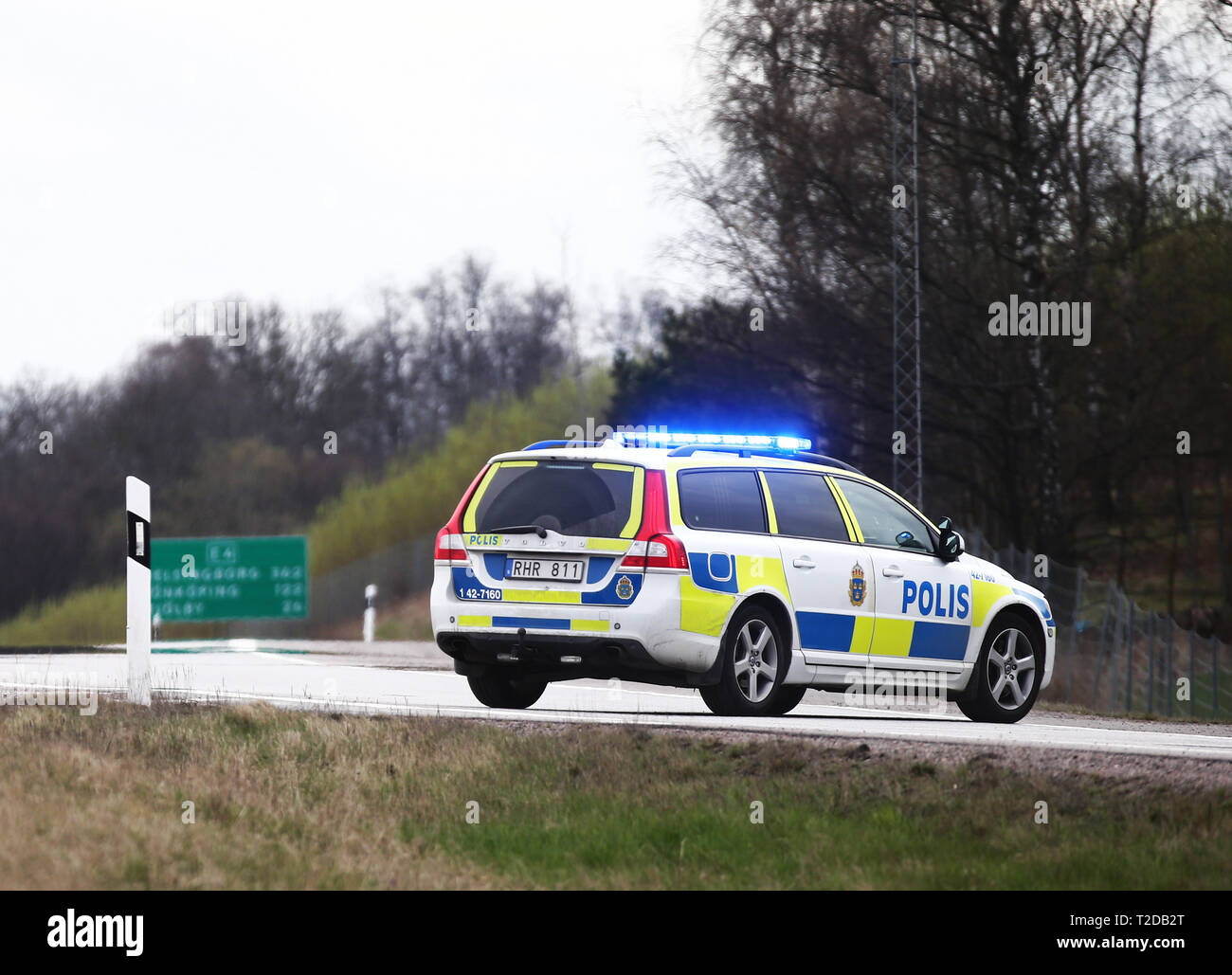 Police car on a highway Stock Photo - Alamy
