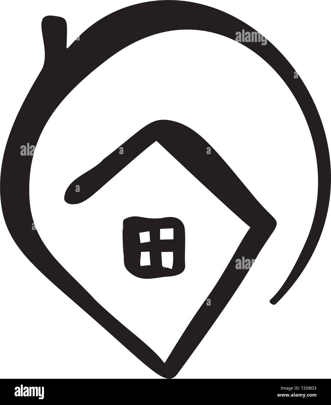 Simple Calligraphy House Real Vector Icon. Estate Architecture ...