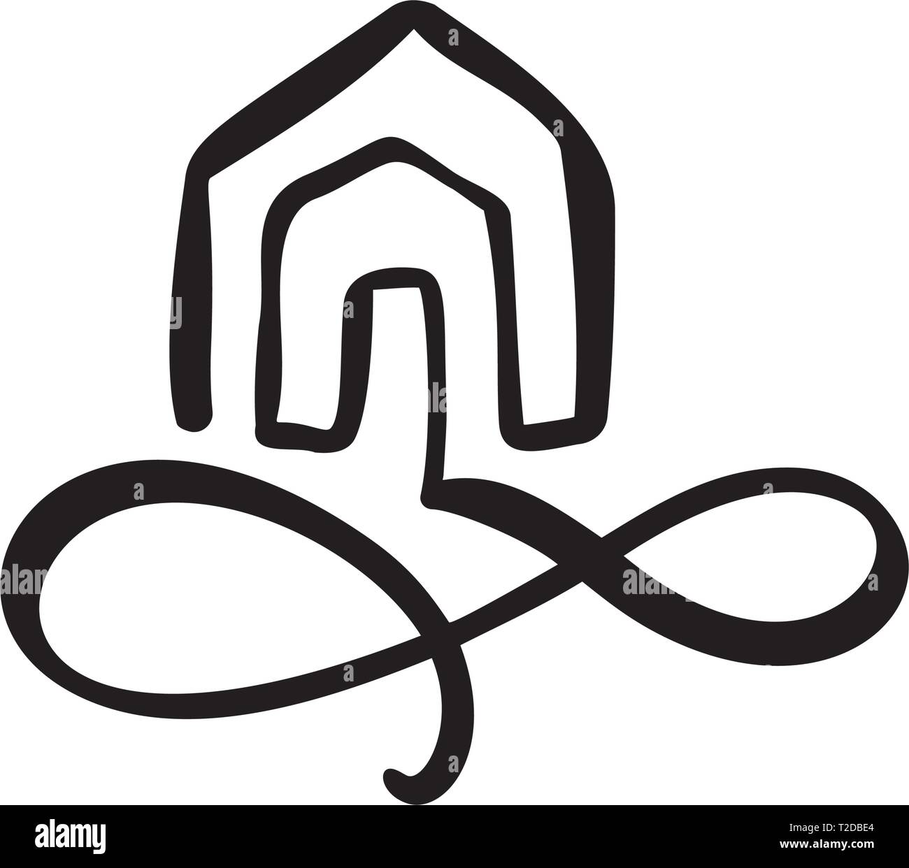 Simple Calligraphy House Real Vector Icon. Estate Architecture ...