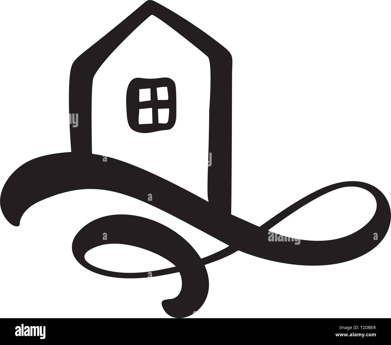 Simple Calligraphy House Real Vector Icon. Estate Architecture ...