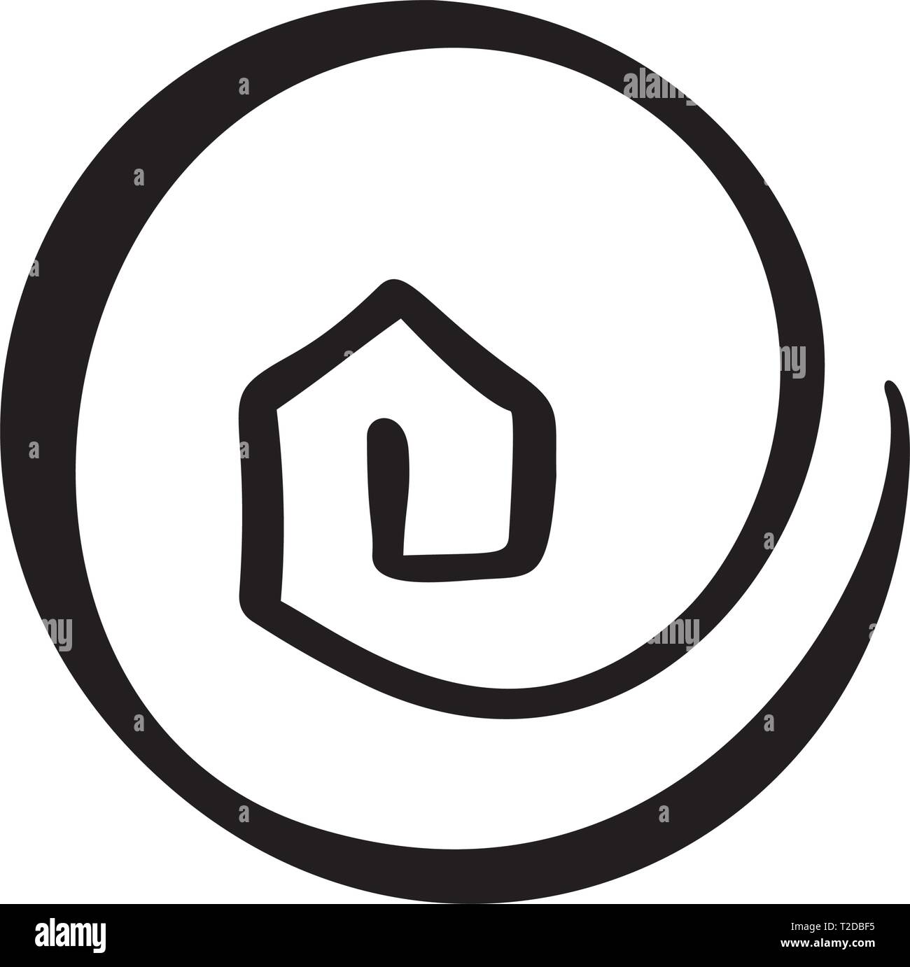 Simple Calligraphy House Real Vector Icon. Estate Architecture ...