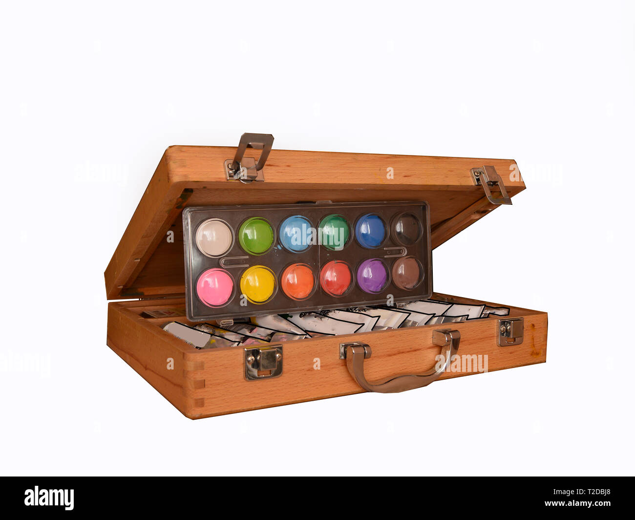 Wooden oil paint kit Stock Photo - Alamy