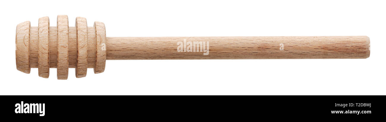 Isolated objects: traditional wooden honey dipper, on white background ...